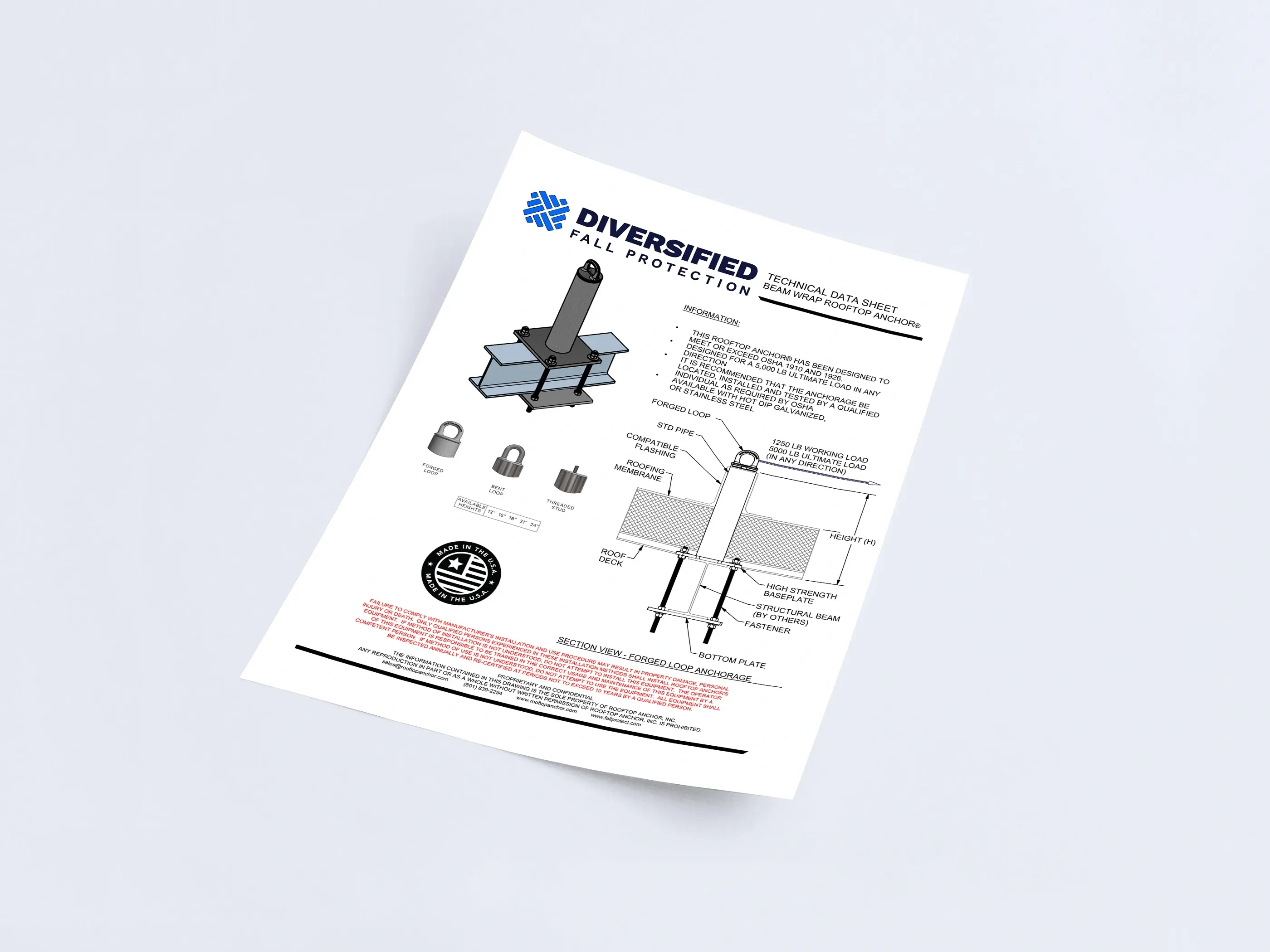 Fall Protection Product Literature, Systems Spec Sheets